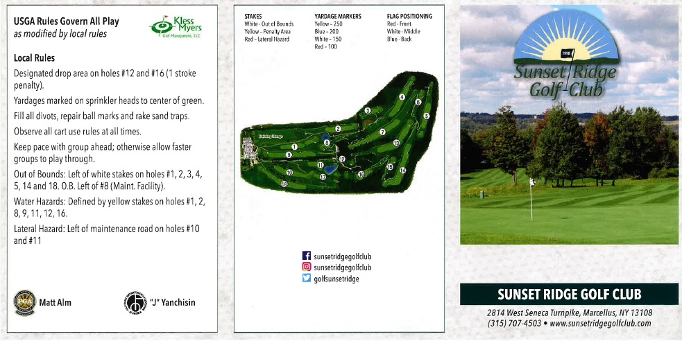 Scorecard - Sunset Ridge Golf Club